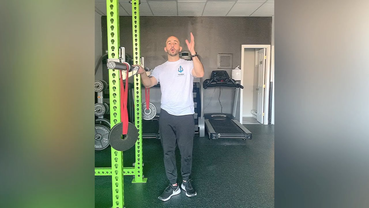 Overhead Barbell Walk w/Banded Weights - YouTube