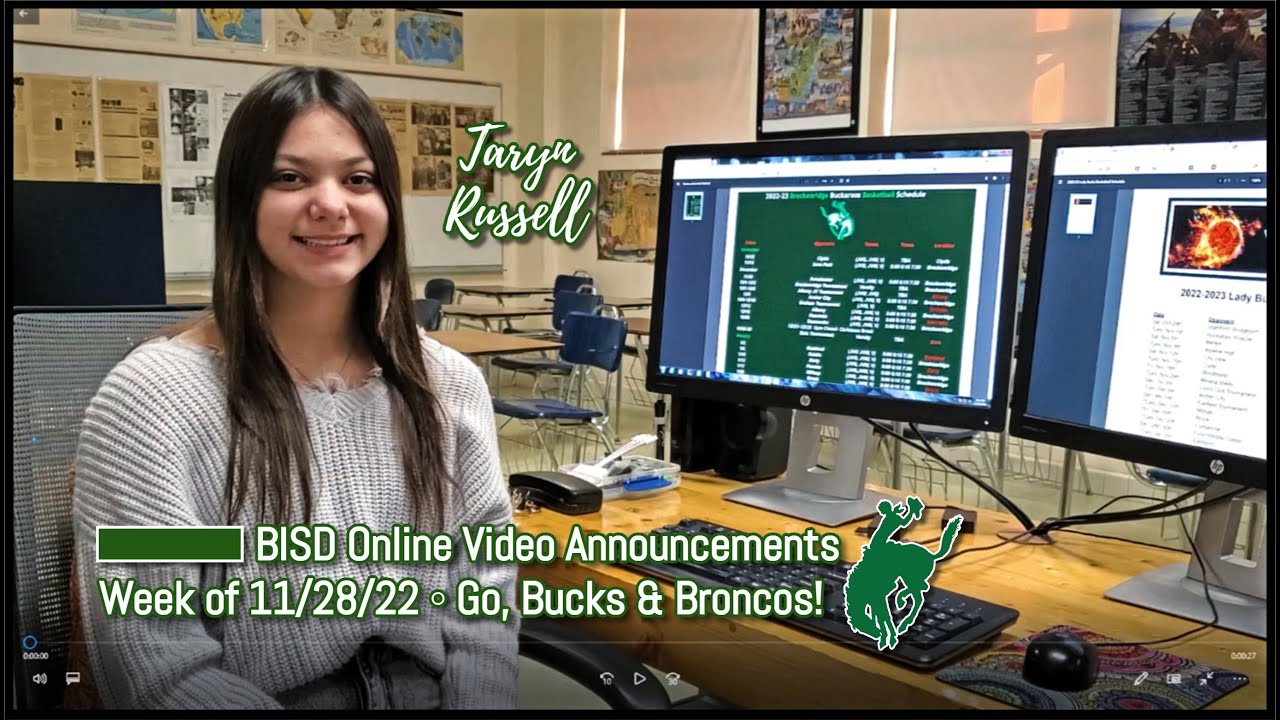 BISD Onine Video Announcements - Taryn Russell - 11/28/22 - YouTube