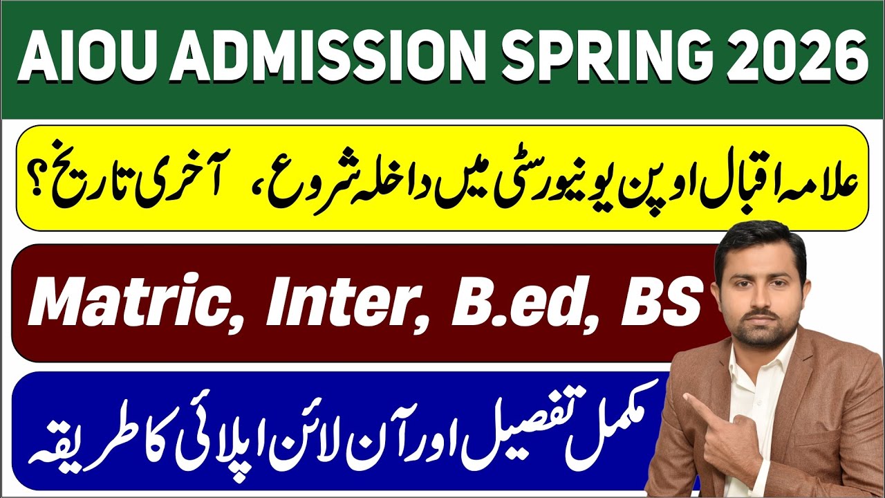 AIOU Admission Open for Matric, FA, BA, BS, B.ed | How to Apply Online ...