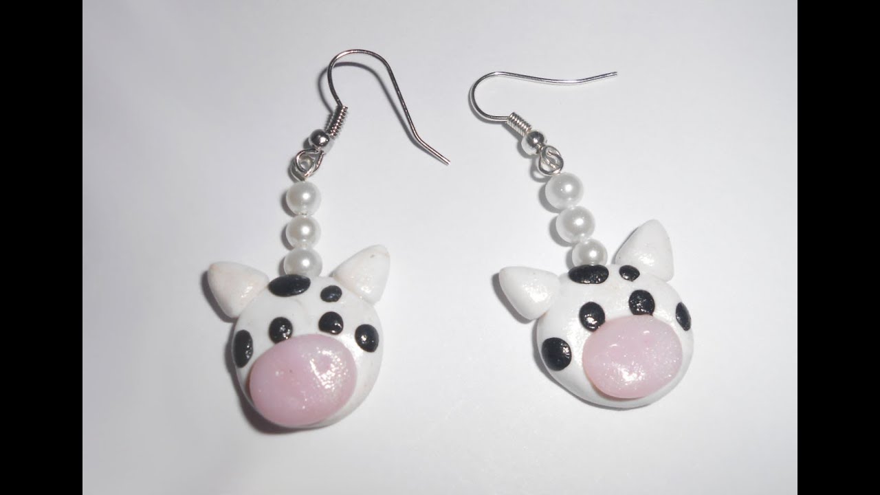 Tutorial Fimo: Cow Earrings! - YouTube