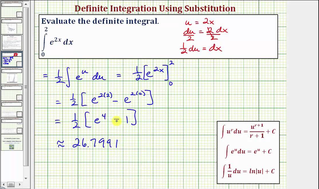 Ex: Evaluate a Definite Integral Using Substitution (Form e^u) - YouTube