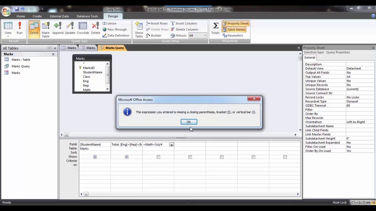 Practical Set 3 Access Question - YouTube