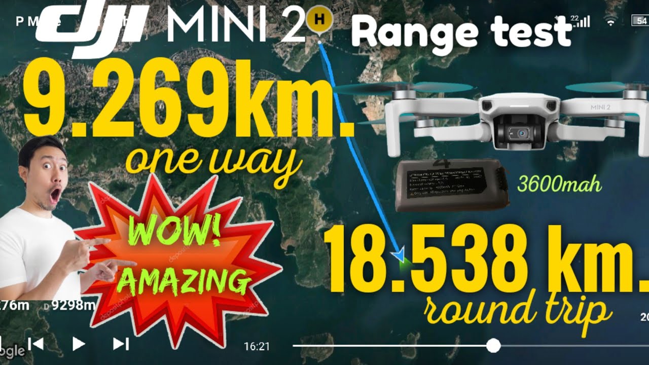 RANGE TEST 9.26KM ONE WAY, 18.5Km round trip/Dji mini 2 - YouTube