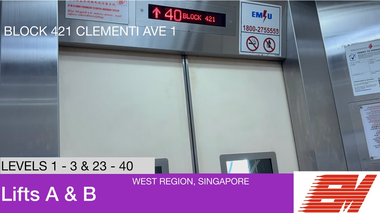 HDB Block 421 Clementi || EM Elevator (Lifts A & B) - YouTube