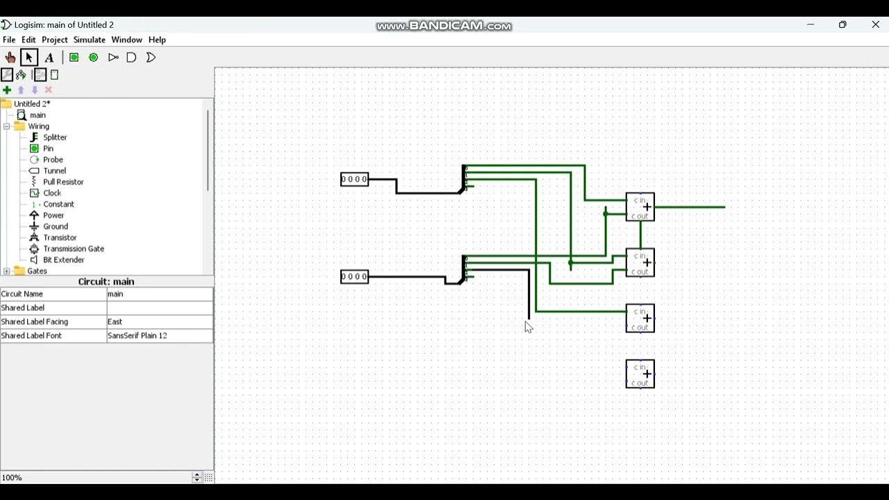 Construction of 4 bit binary Adder in Logisim - YouTube