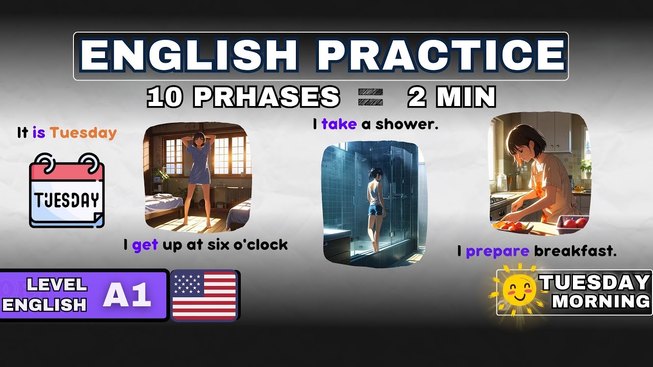 English Practice || 10 Simple Tuesday Phrases (A1) - YouTube