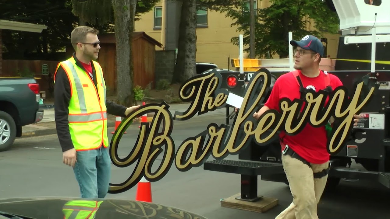 1882 Grille The Barberry Sign Install - YouTube