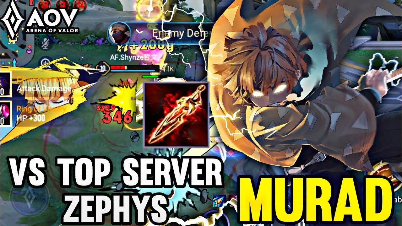 MURAD/ZENITSU GAMEPLAY | VS TOP SERVER ZEPHYS - ARENA OF VALOR - YouTube