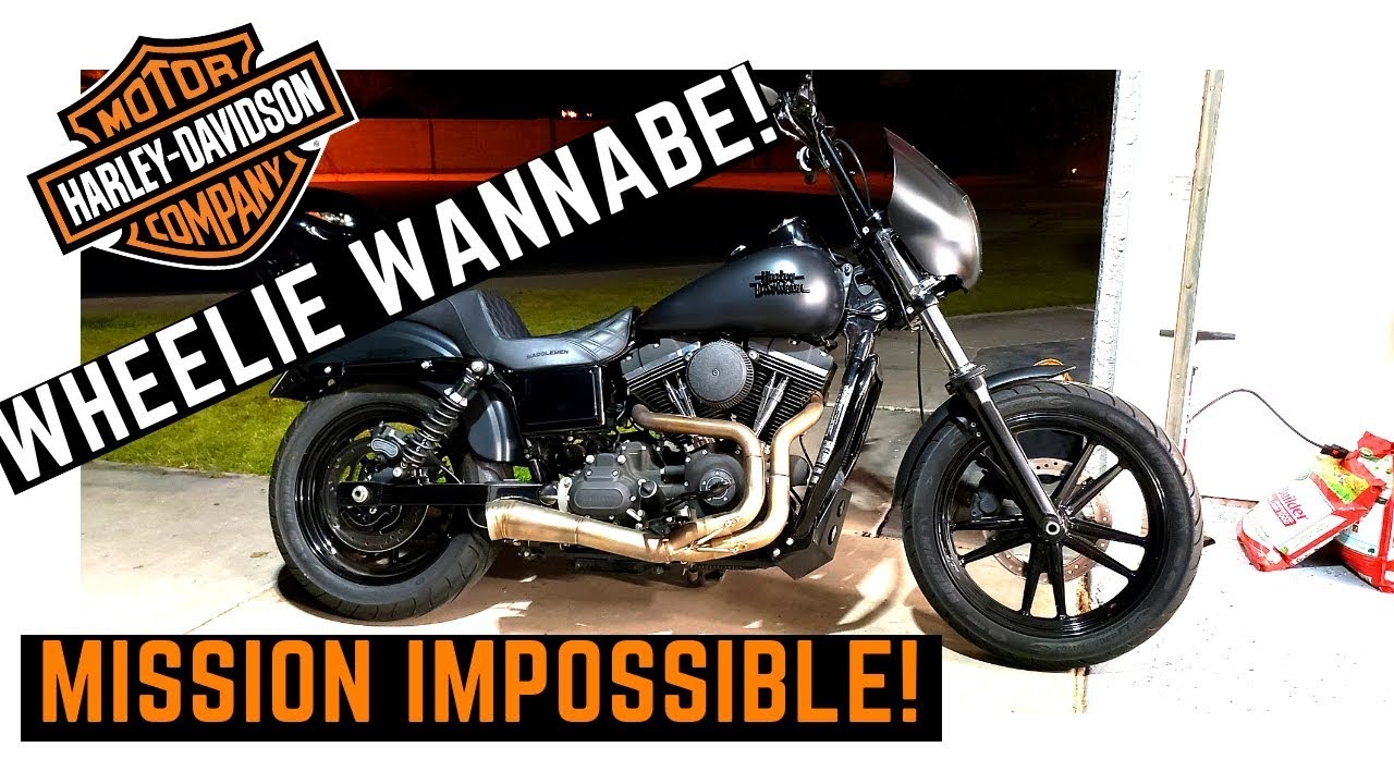 Harley Wheelie Wannabe! Dyna Club Style Street Bob Beginner Wheelies ...