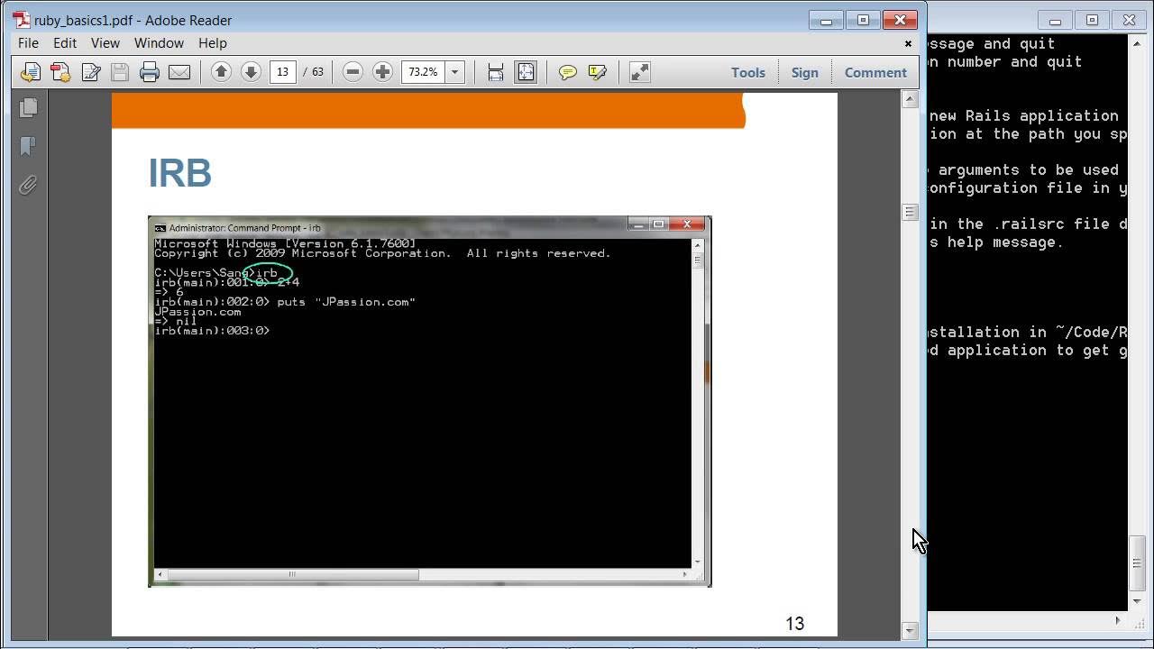Ruby Basics Part 1 (Topic #2: Ruby on Rails course from JPassion.com) - YouTube