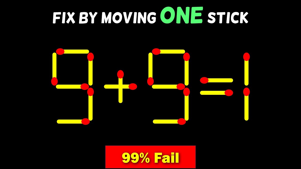 Matchstick puzzle with answer | Math puzzle game | Fix The Equation by ...