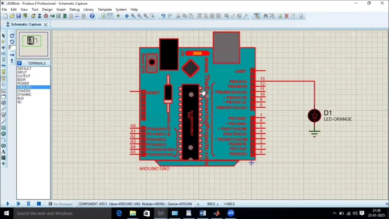 Simulation of LED blinking in Proteus - YouTube
