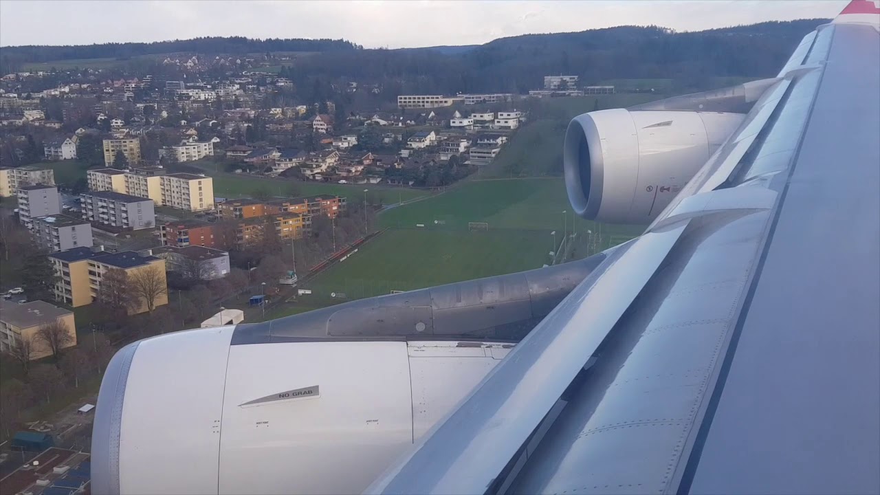 Inflight final approach and landing in Zurich (ZRH) in Swiss A340 ...