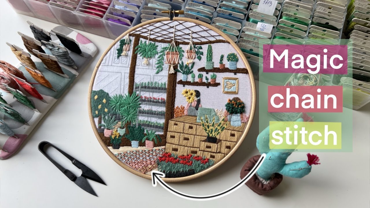 Magic chain stitch tutorial. Double colored chain stitch. Hand ...