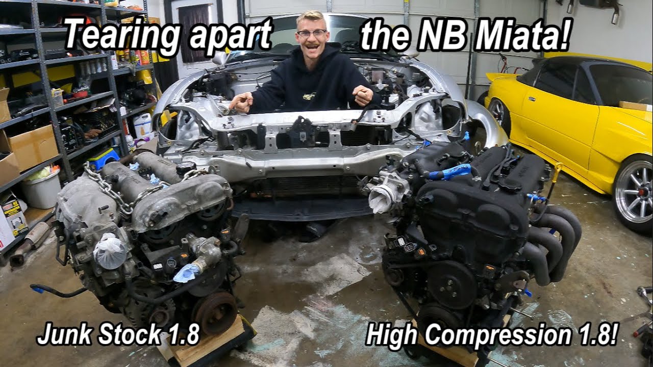 Tearing the Engine out of my NB Miata for the new High Compression 1.8 ...