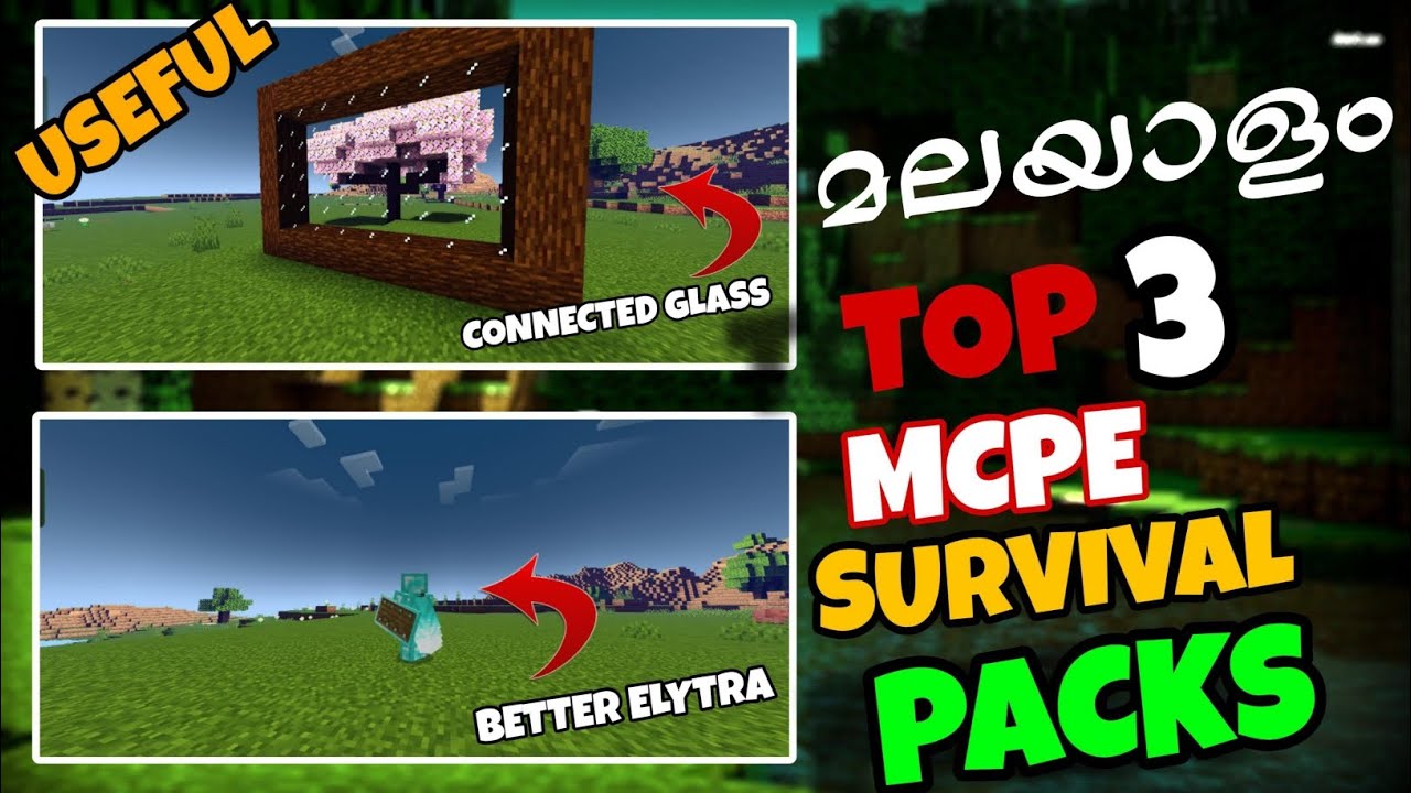 Top 3 Mcpe Packs for survival(മലയാളം)|Smoothedcap_XD - YouTube