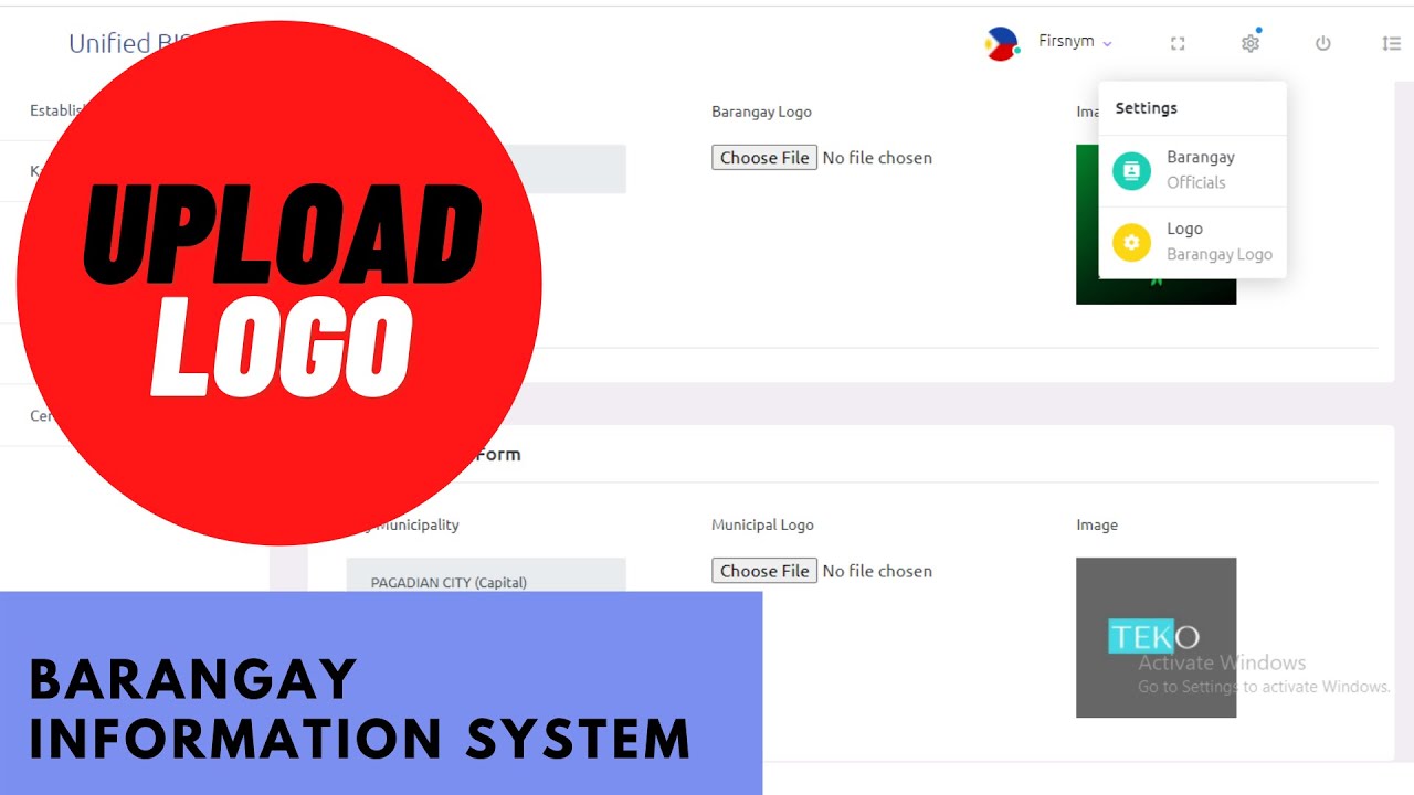 Barangay Information System, Upload Brgy. Logo - YouTube