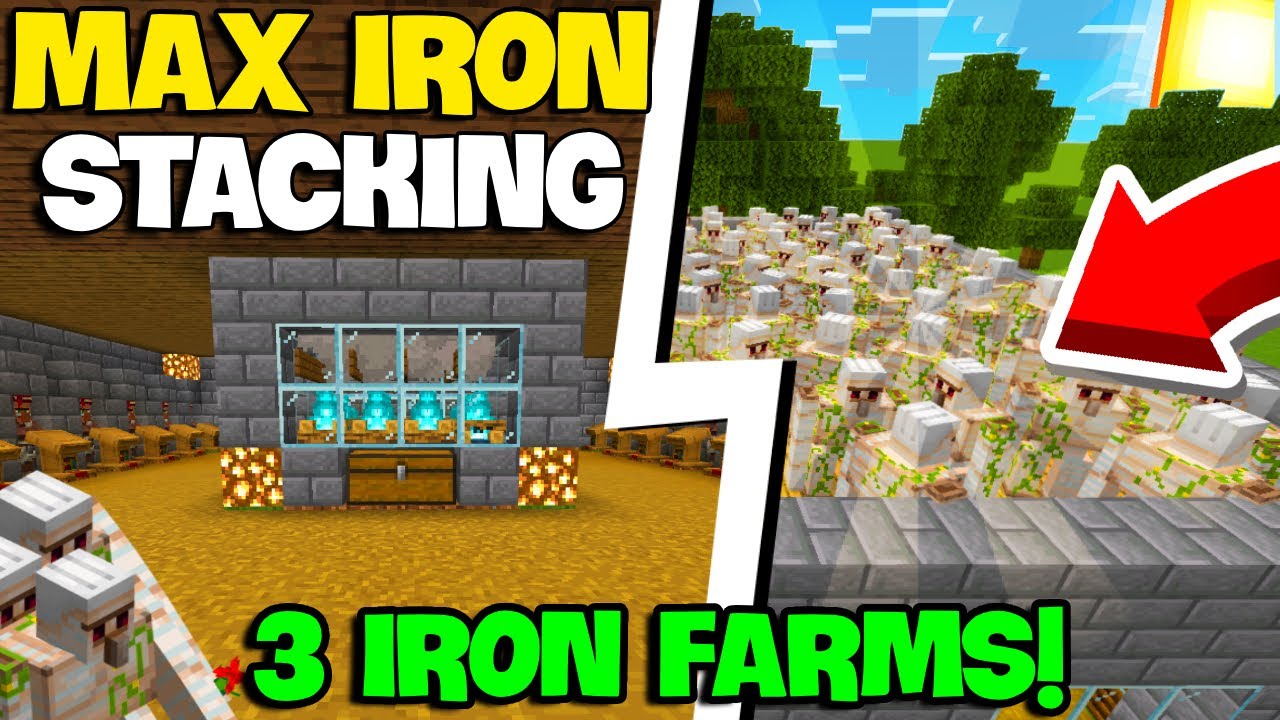 TRIPLE IRON FARM Minecraft Bedrock 1.21 (Ultimate Stacking Guide) - YouTube