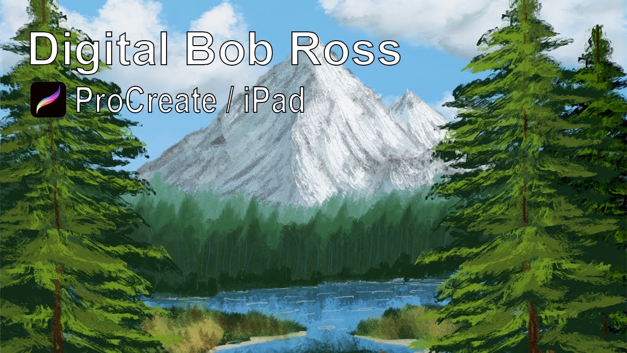 Digital landscape in procreate inspired by Bob Ross - YouTube