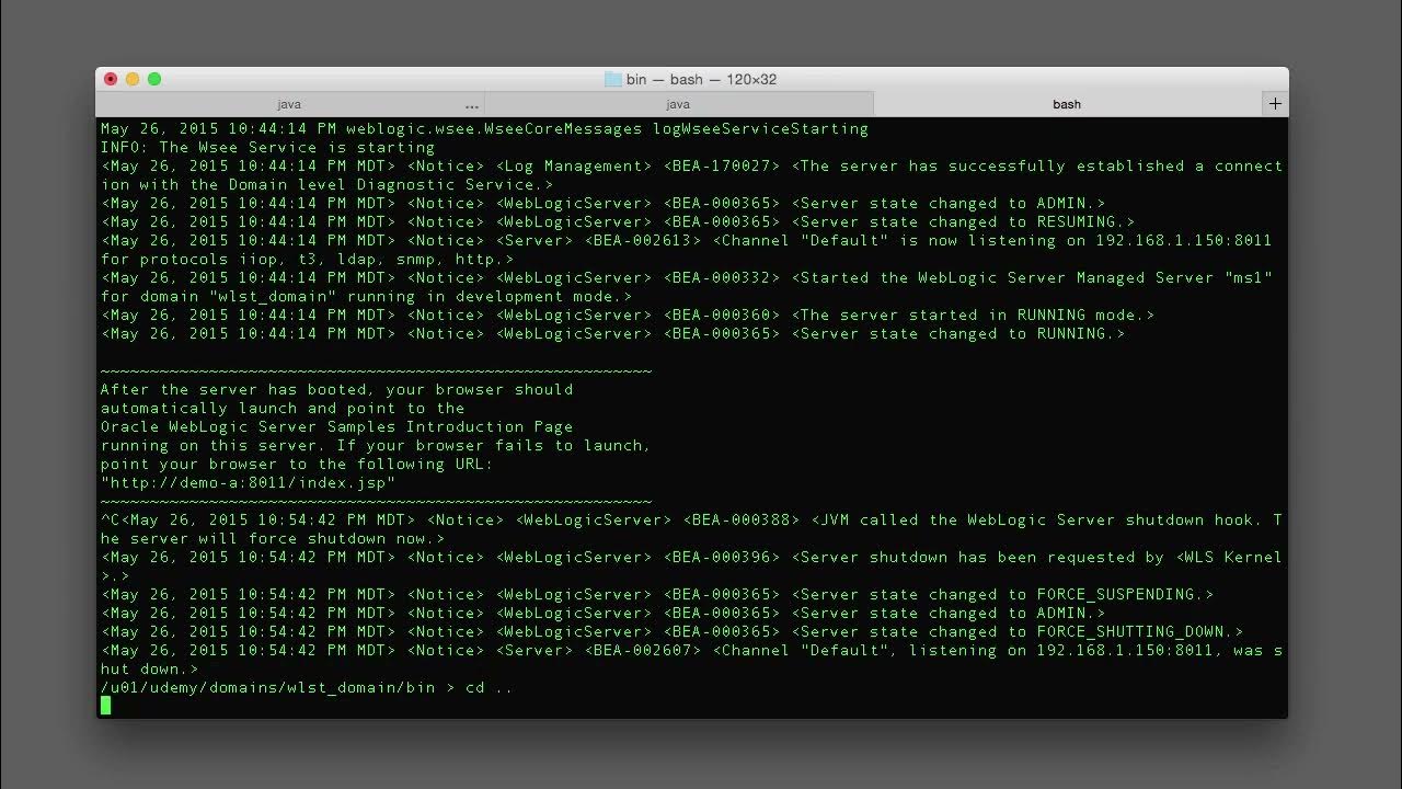 Oracle WebLogic 12c for Administrators 054 Lab 13 7 Recording WLST Scripts - YouTube
