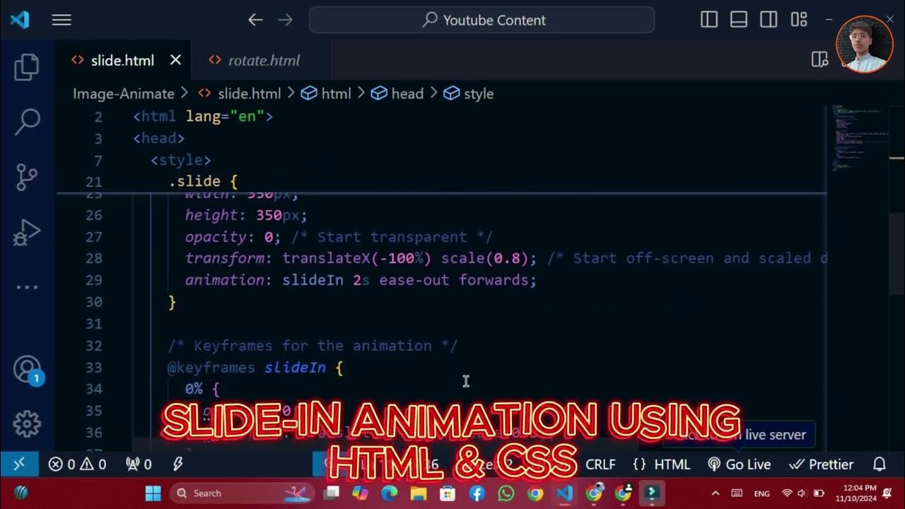 Create Slide In Animation With Html And Css Easy Css Animation Tutorial Farhan Code Corner