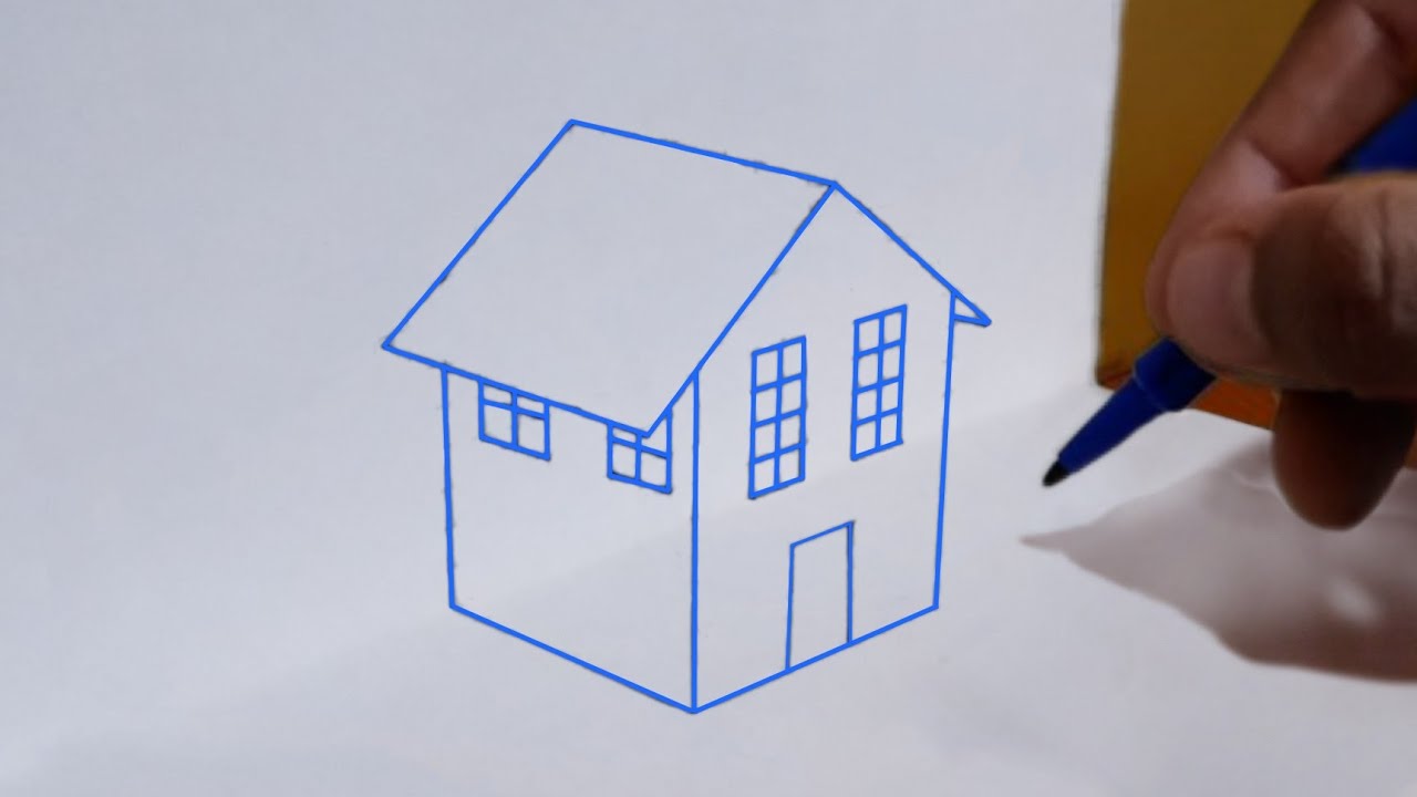 How to Draw a House 3D Trick art on Paper - YouTube