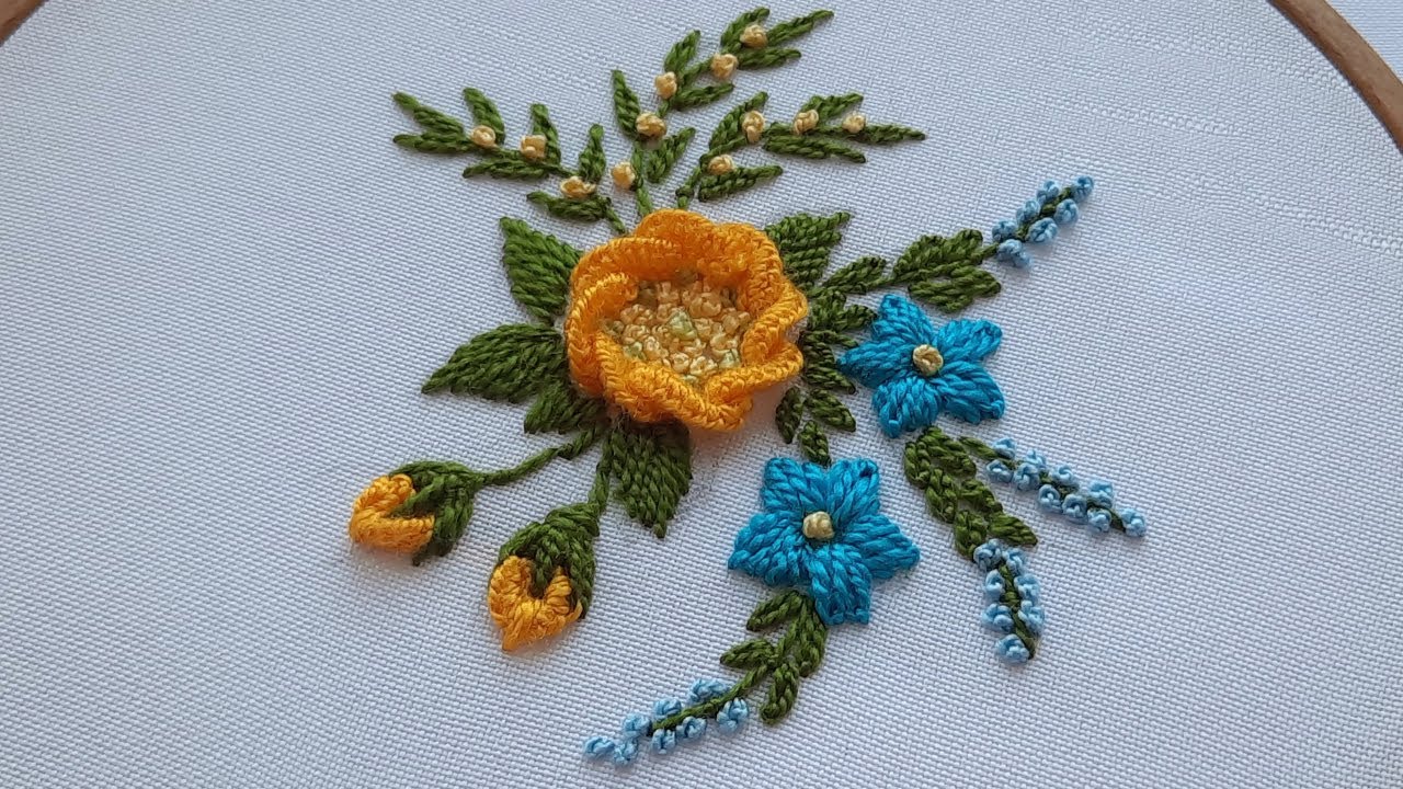 How to Make Dimensional Wool Flowers Embroidery - YouTube
