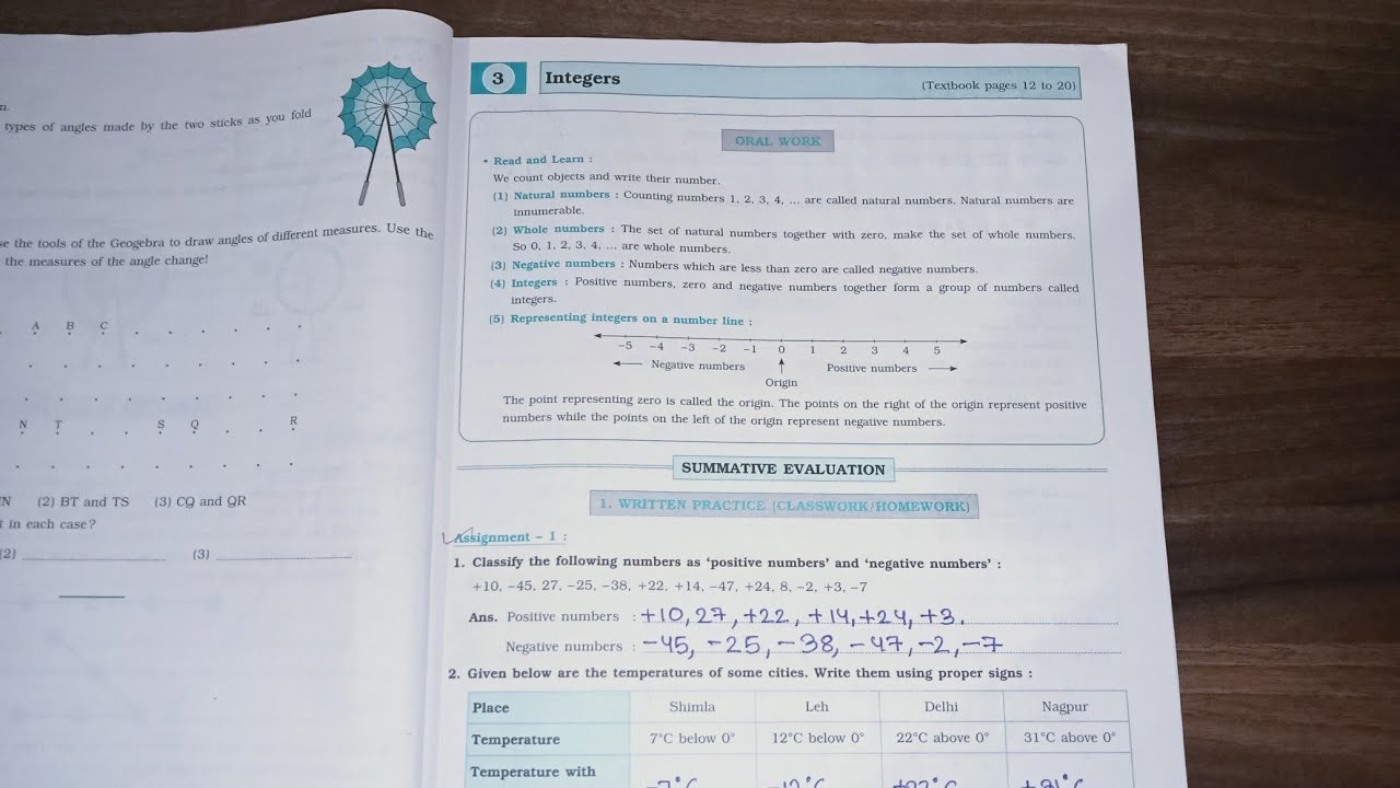 class 6 maths chapter 3 integers work book 📚 questions and answers ...