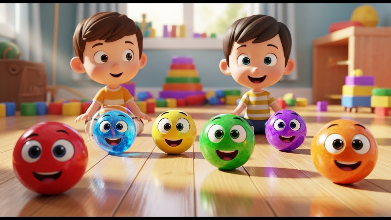 Six Little Marbles Roll Roll Roll | Counting & Physics Song for Kids ...