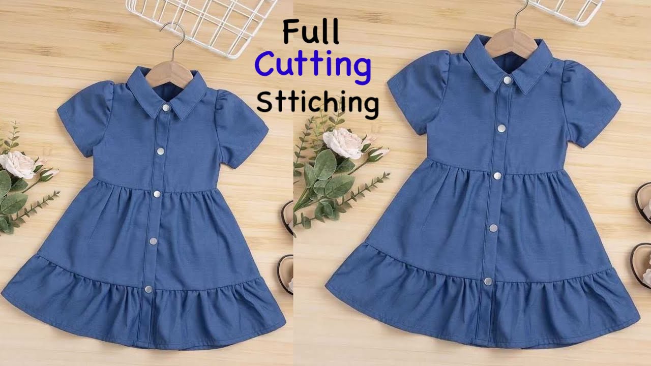 3-4 Years Shirt Collar Nack Cutting And Stitching || baby frill frock ...