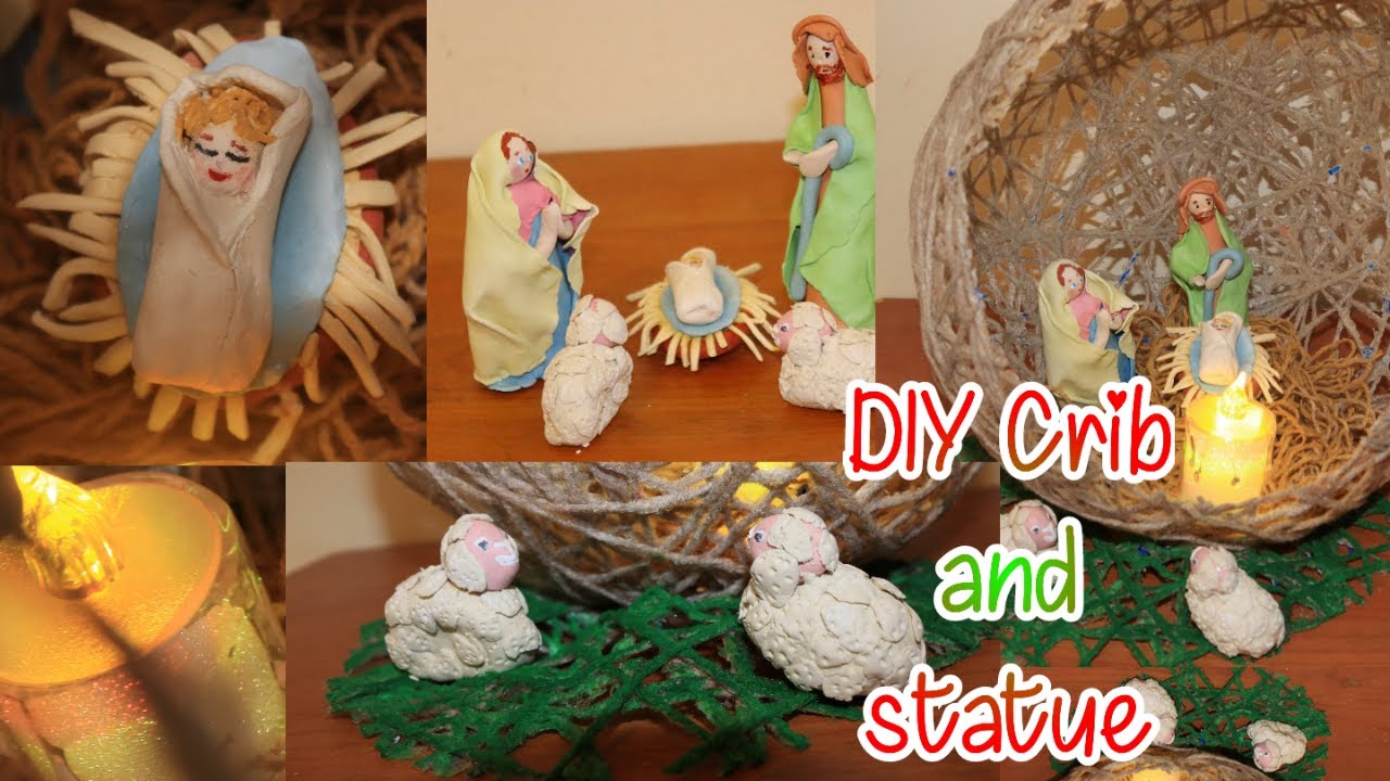 Clay statue and thread crib nativity idea #christmas #clay - YouTube