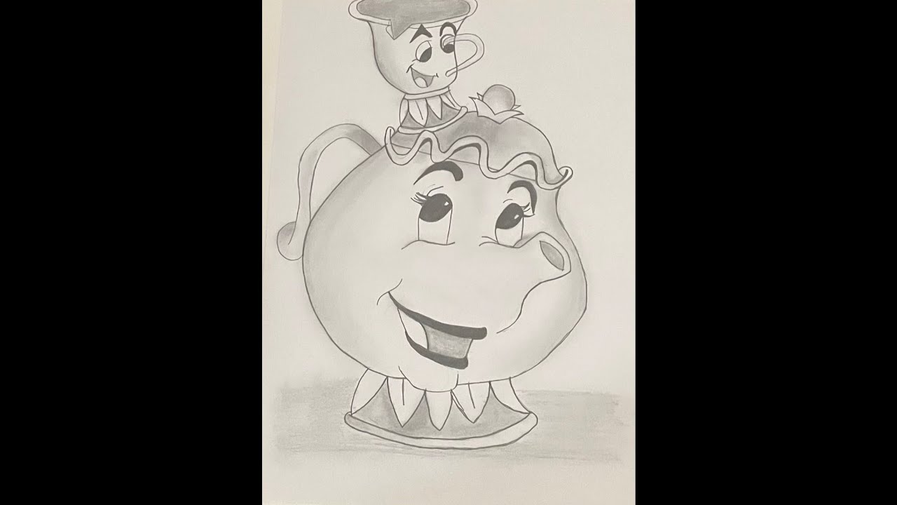 How to draw Mrs.Potts and chip | Beauty and the Beast | step by step ...