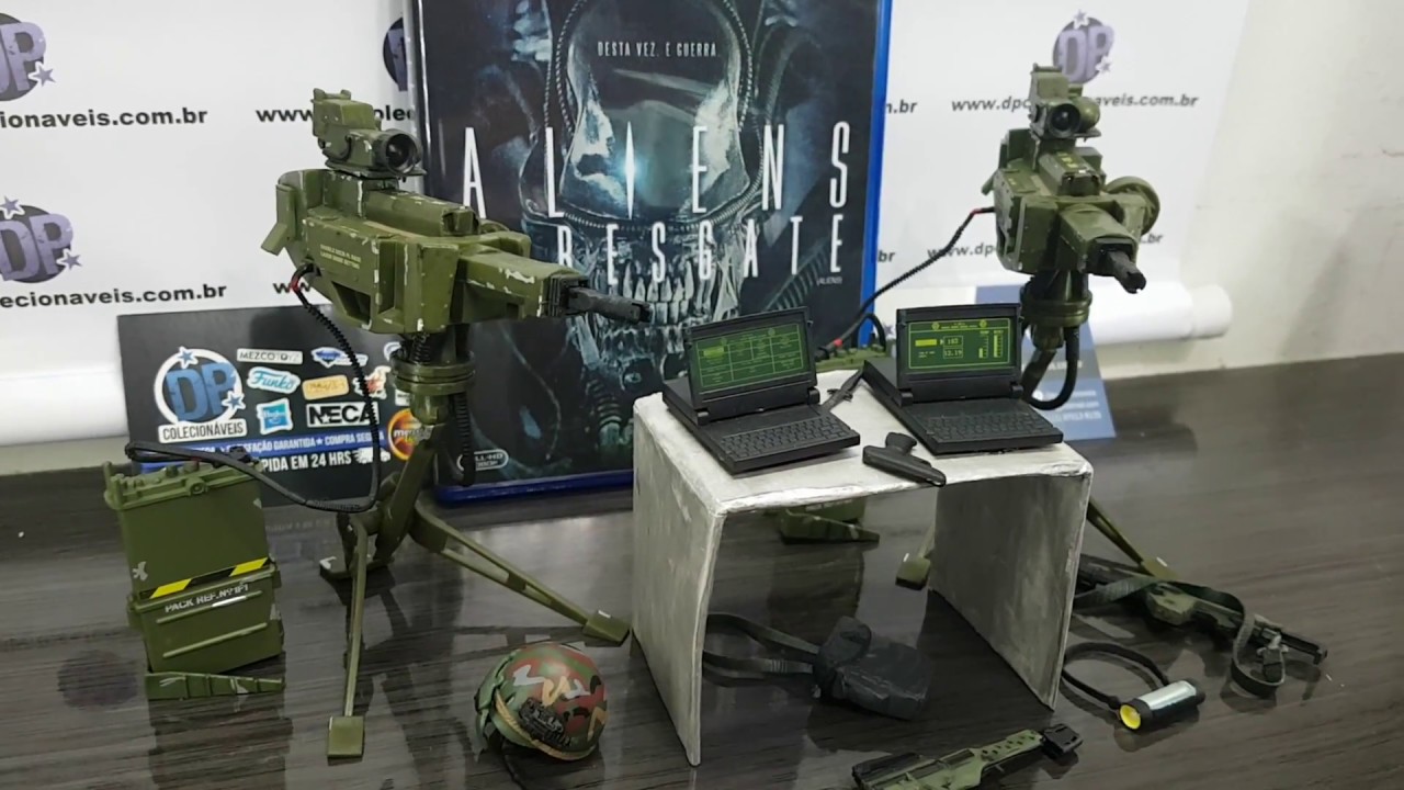 NECA Aliens Accessory Pack USMC Arsenal Weapons Pack PT-BR - YouTube