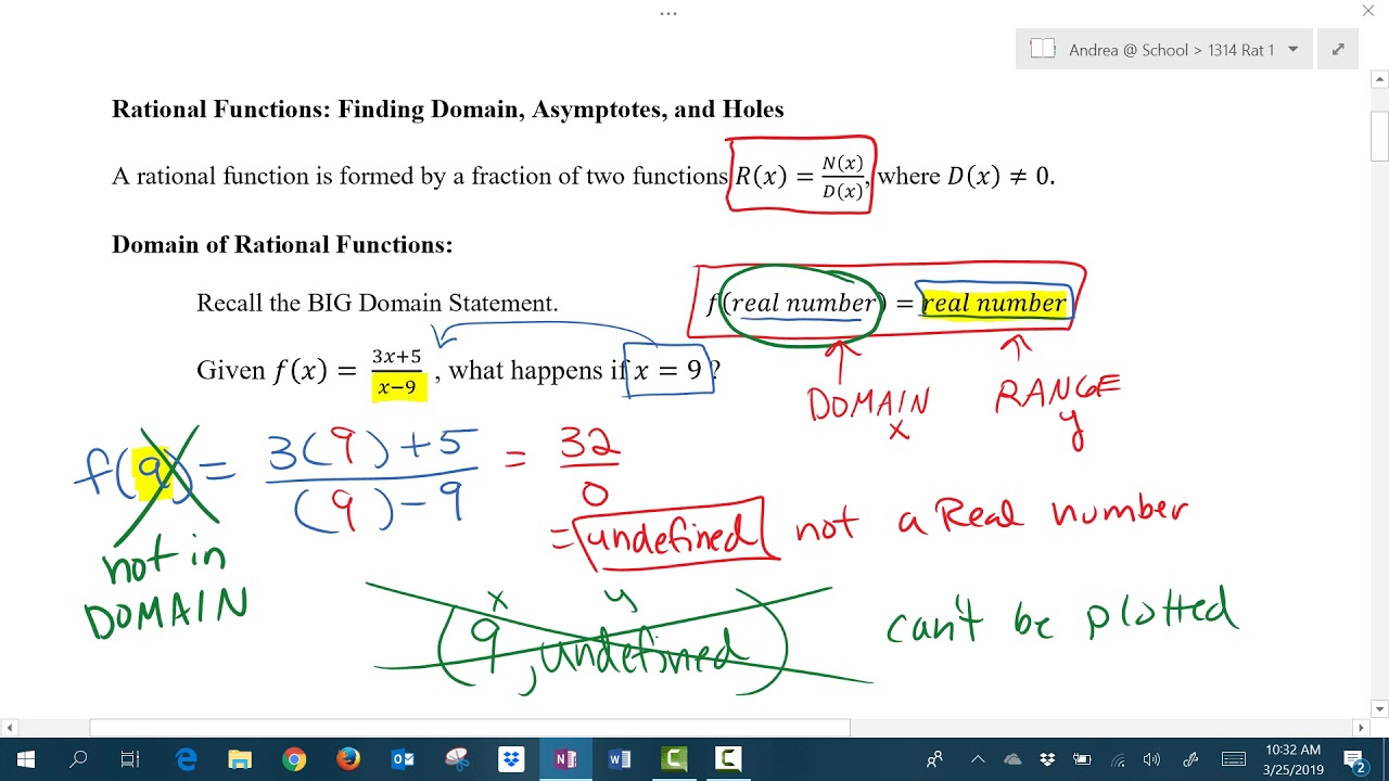 1314 Domain of Rational Functions - YouTube