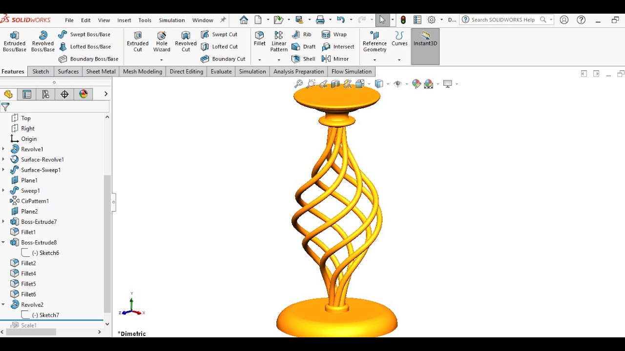 Decor design with Solidworks software. (Rotating mode) #solidworks # ...