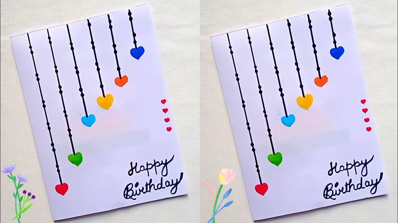 😍Easy & Beautiful white paper Birthday Card making DIY Birthday ...