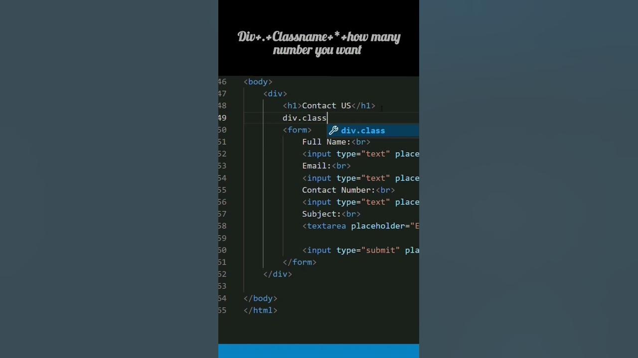 How To Create Multiple Div With Class In One Click In Vs Code Shorts Vscode Html Youtube