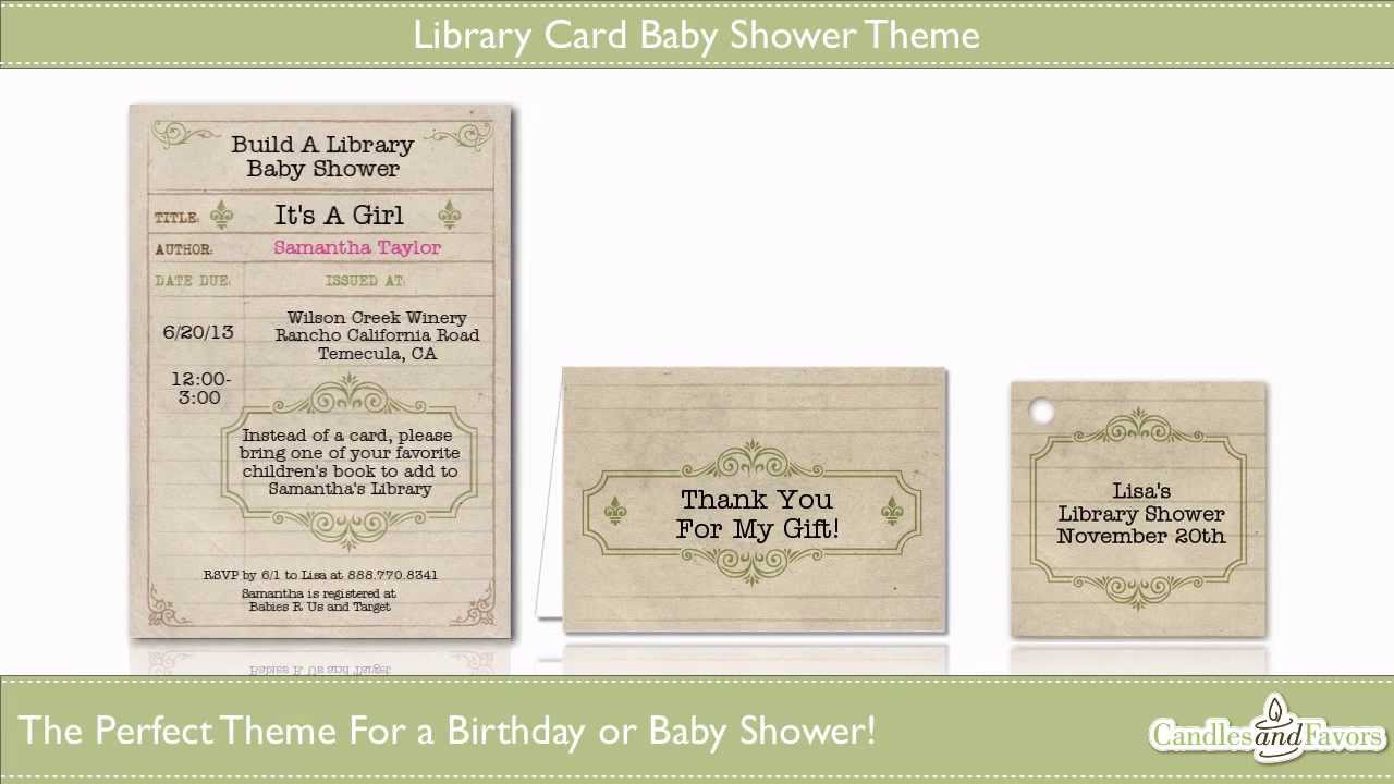 Library Card Baby Shower & Birthday Theme - YouTube
