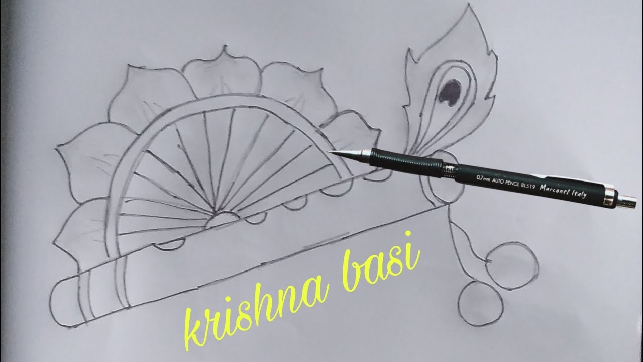 how to draw krishna basi with pencil and marker - YouTube