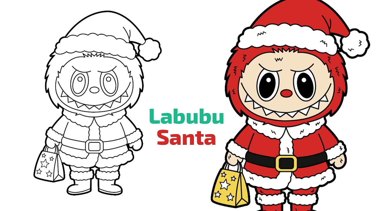 How to Draw Labubu Santa Easy and Cute Christmas Tutorial - YouTube