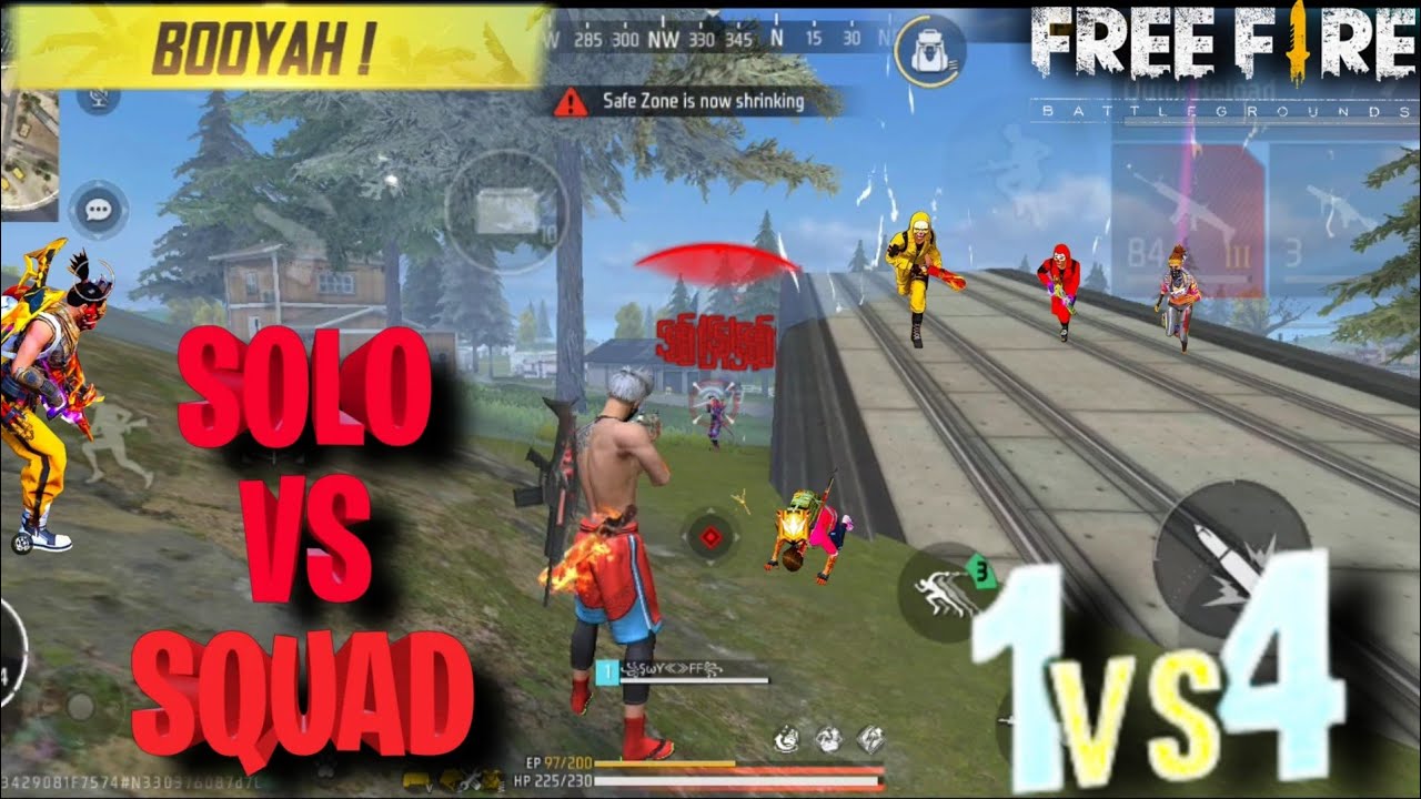 Free Fire Game | Solo Vs Squad Game | Free Fire Video | 1 Vs 4 | Free ...