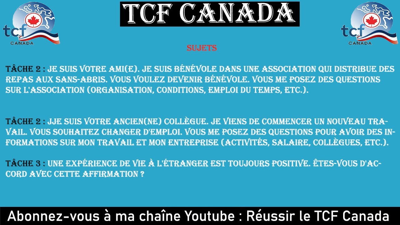 TCF CANADA : Correction (Juin 2023) de l'épreuve d'expression orale. - YouTube