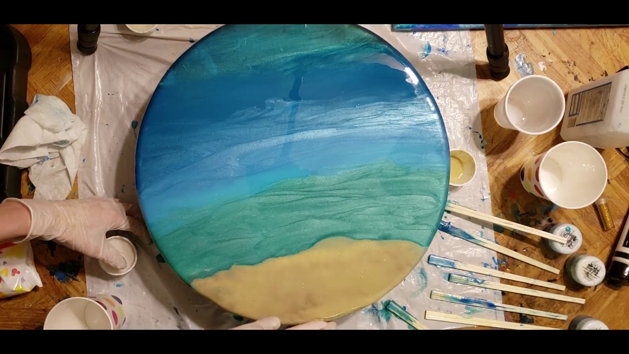 Beach Scene Stool Top With Pro Marine Supplies Epoxy - YouTube