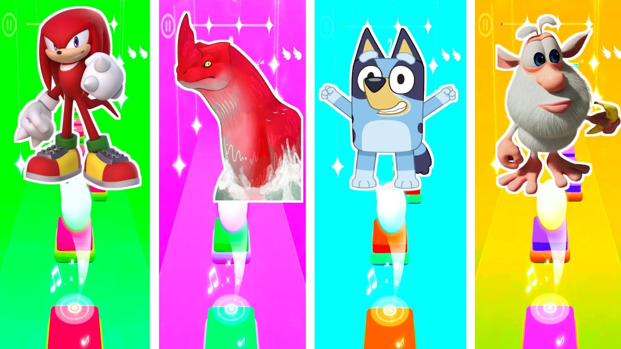 Knuckles series🔴Sea Beach♀️Bluey🔵 Booba 💥 Who Will Win 💥 Tiles Hop Game ...