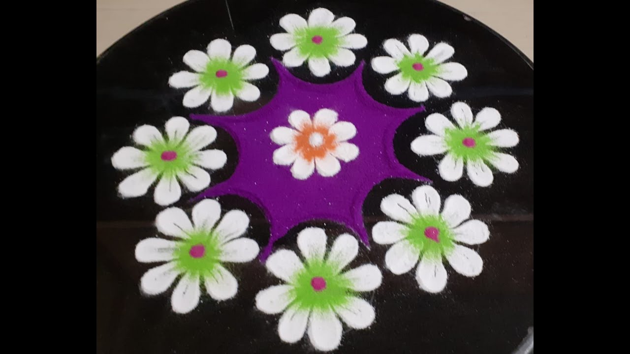 Easy Flower Rangoli || The Rangoli Studio || - YouTube