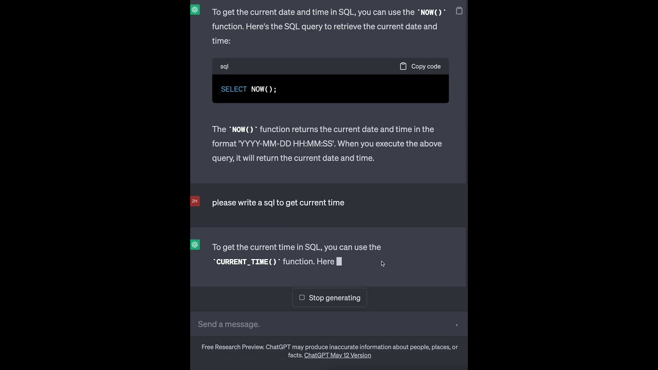 ChatGPT Writes SQL Get Current Time YouTube ChatGPT Writes SQL Get Current Time YouTube