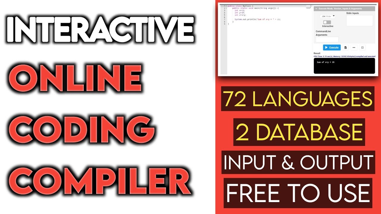 Interactive ONLINE COMPILER for programming with INPUT support | 72 ...