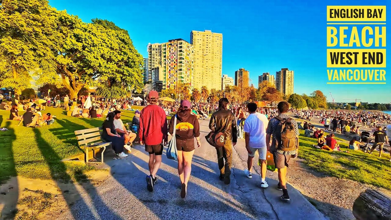 Vancouver Walk 🇨🇦 - Saturday Evening at English Bay Beach (Narrated ...