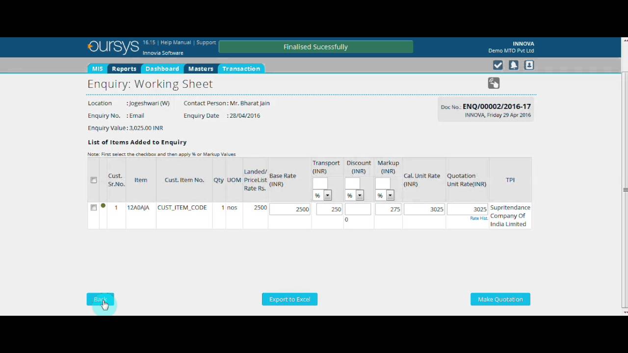 How to Create Quotation with Working Sheet - YouTube