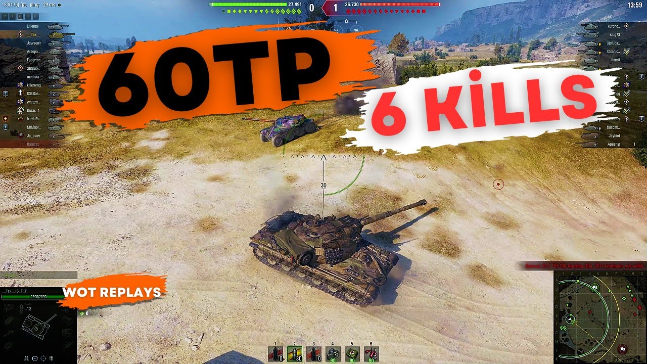 60TP - 6 Kills / World of Tanks New Replays - YouTube